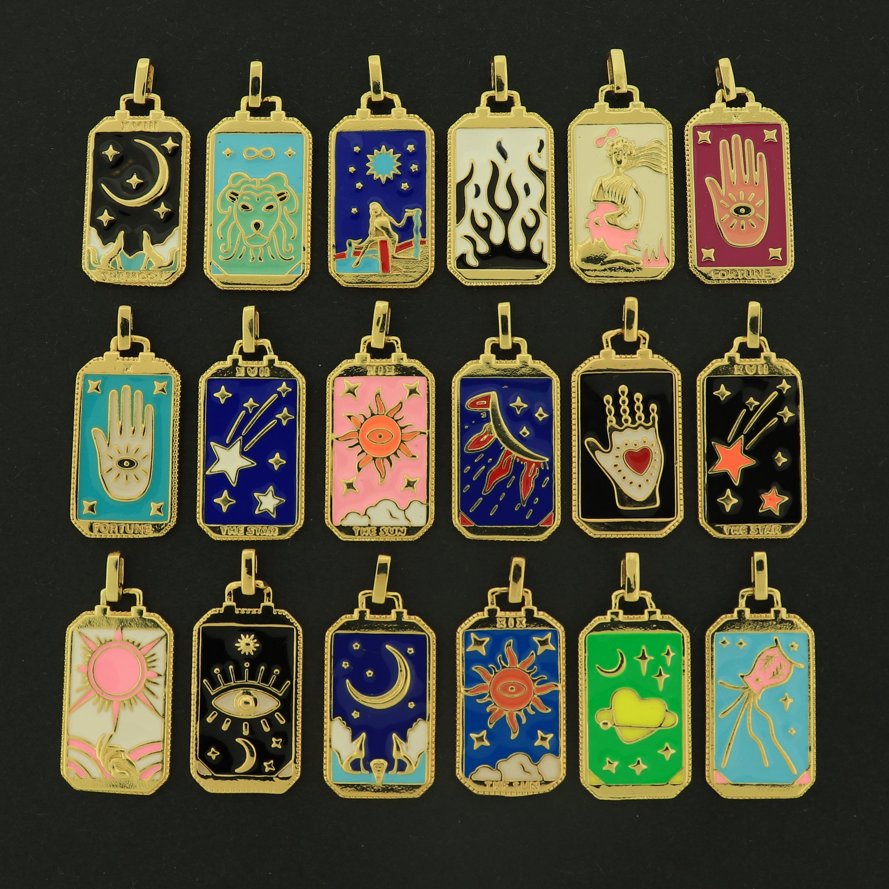 18k Gold Tarot Card Charm - 19 Different Designs - 18k Gold Plated - C