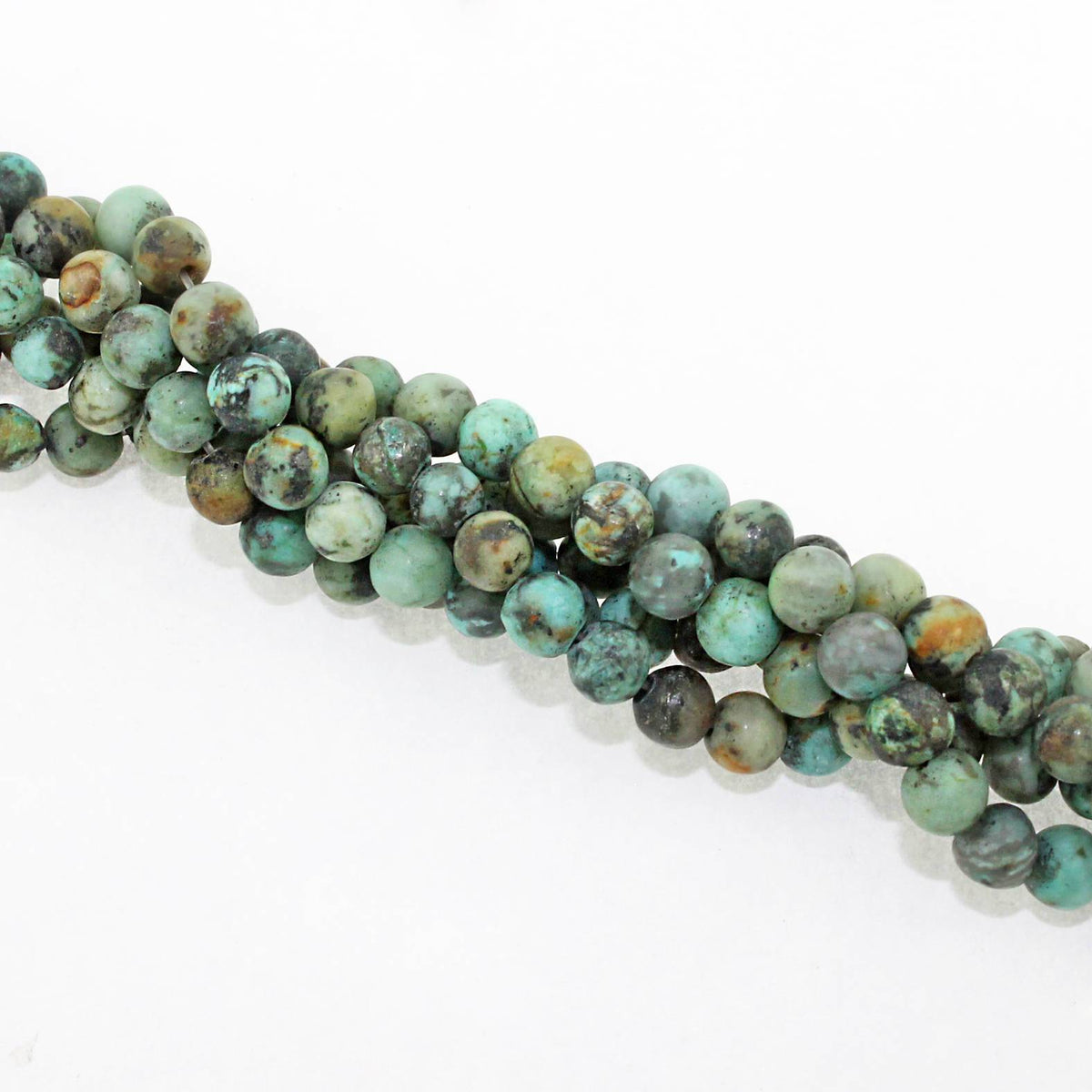20 Round Natural African Turquoise Beads - Frosted Earth Tones - Choos