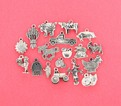 Farm Charm Collection Deluxe Antique Silver Tone 18 Different Charms