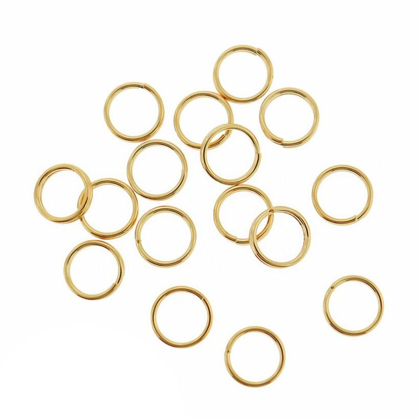 Gold Stainless Steel Split Rings 10mm x 2mm - Open 12 Gauge - 10 Rings